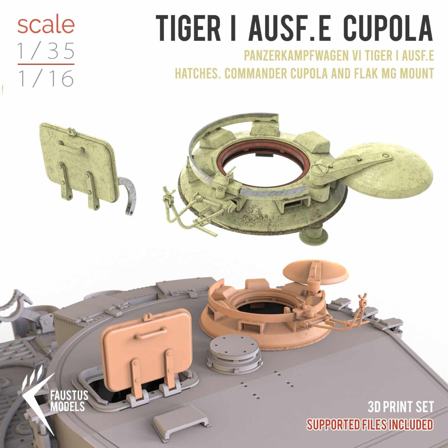 FaustusModels TIGER I AUSF.E LATE TURRET HATCHES 3D PRINT SET 1/35 1/16 ...